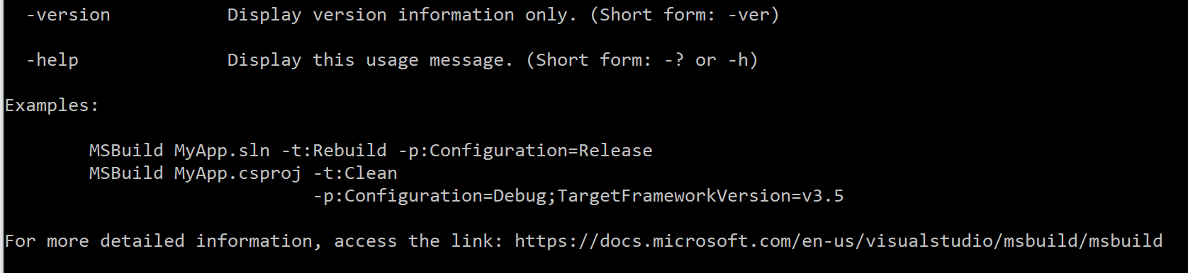 Msbuild Help Should Link To Docs · Issue 2892 · Dotnet Msbuild · Github