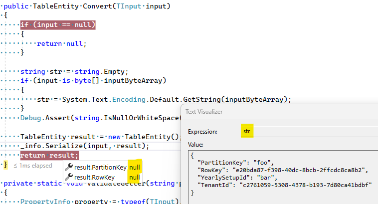 [BUG] System.InvalidOperationException: '' is not a valid value for a partition key or row key ...