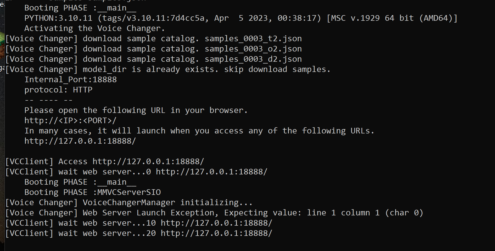 I can no longer connect to 127.0.0.1:18888 · Issue #809 · w-okada/voice ...