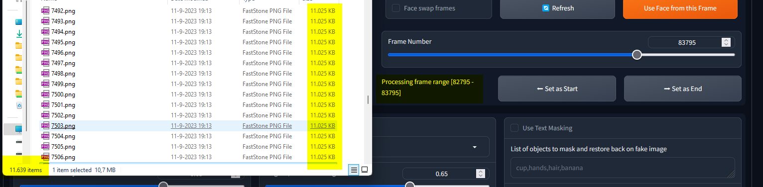 Start - End range extracts more than needed + identical frames · Issue #211 · C0untFloyd/roop ...