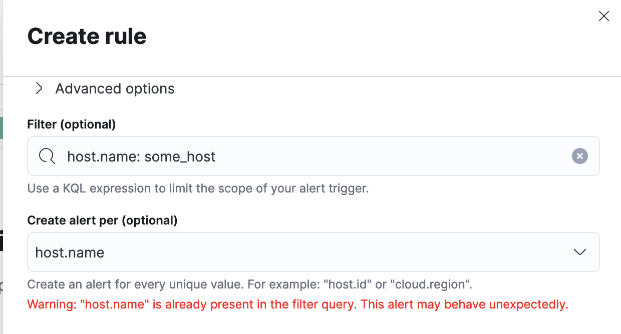 [Metrics UI] Add warning on metric threshold alert when user tries to filter and group by the ...