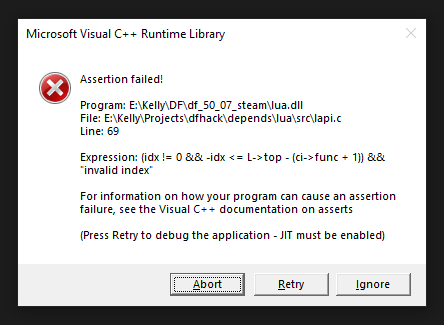 assertion failed while using `unforbid all` · Issue #3068 · DFHack/dfhack · GitHub