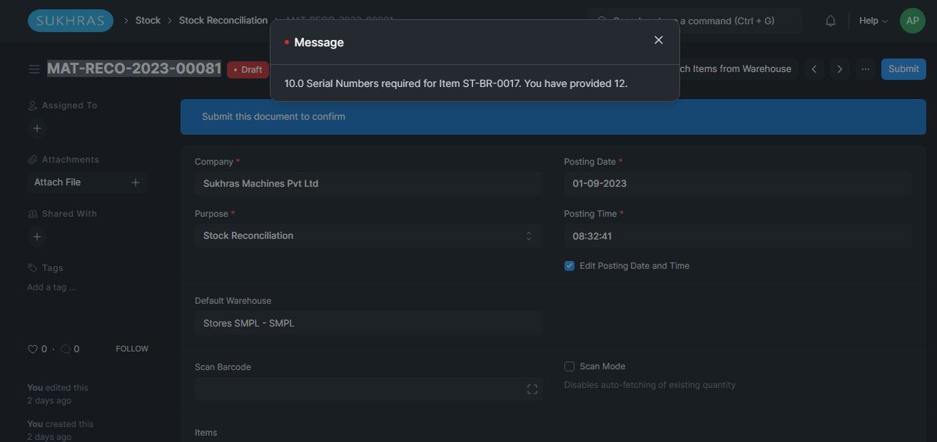 Stock Reconciliation Error · Issue #37012 · frappe/erpnext · GitHub