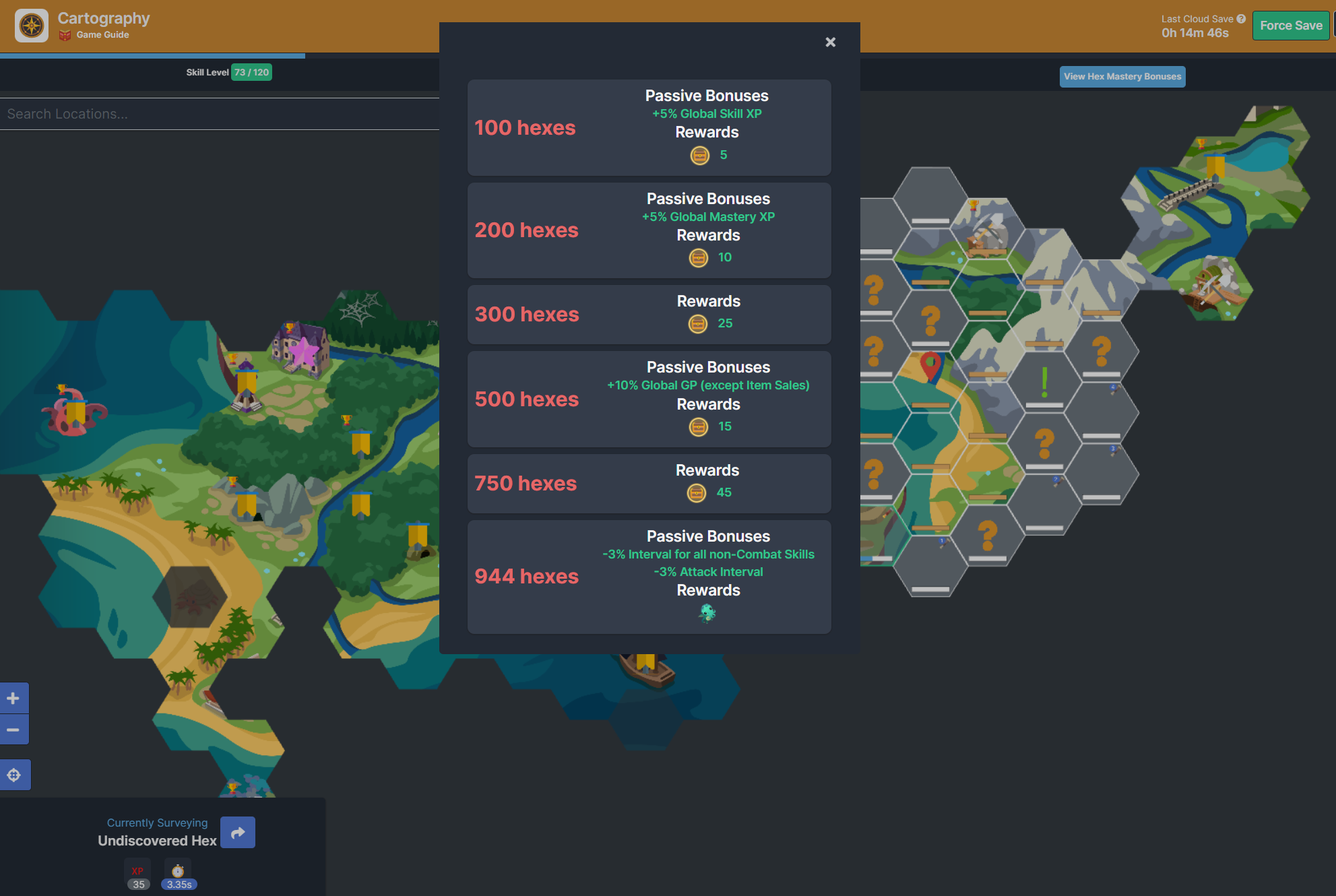 Cartography Hex Mastery Bonus Not Working Bug · Issue 3621 · Melvoridle