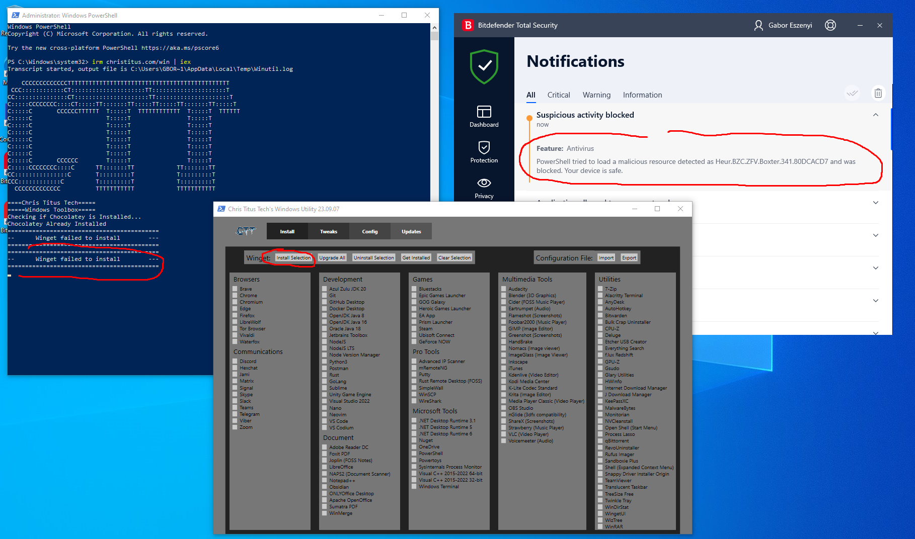 Bitdefender blocks action when trying to install a selected software. · Issue #1016 ...