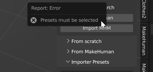 Error on the Presets · Issue #142 · makehumancommunity/mpfb2 · GitHub