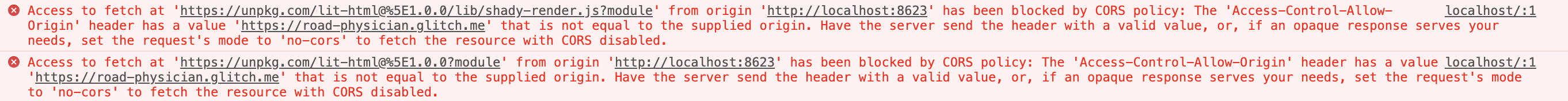 CORS issue with lit-html · Issue #232 · unpkg/unpkg · GitHub