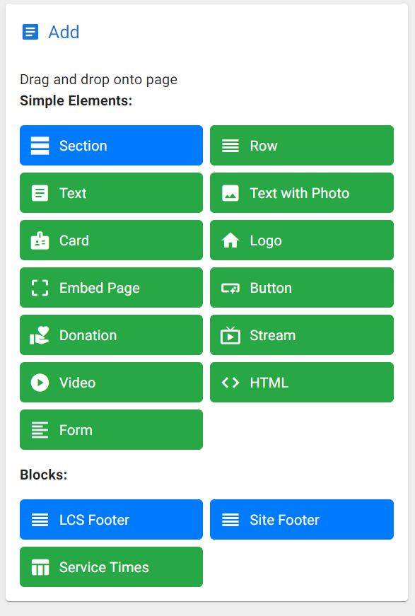 PageAdmin: Make and Accordion for Add Element · Issue #110 · ChurchApps/ChurchAppsSupport · GitHub