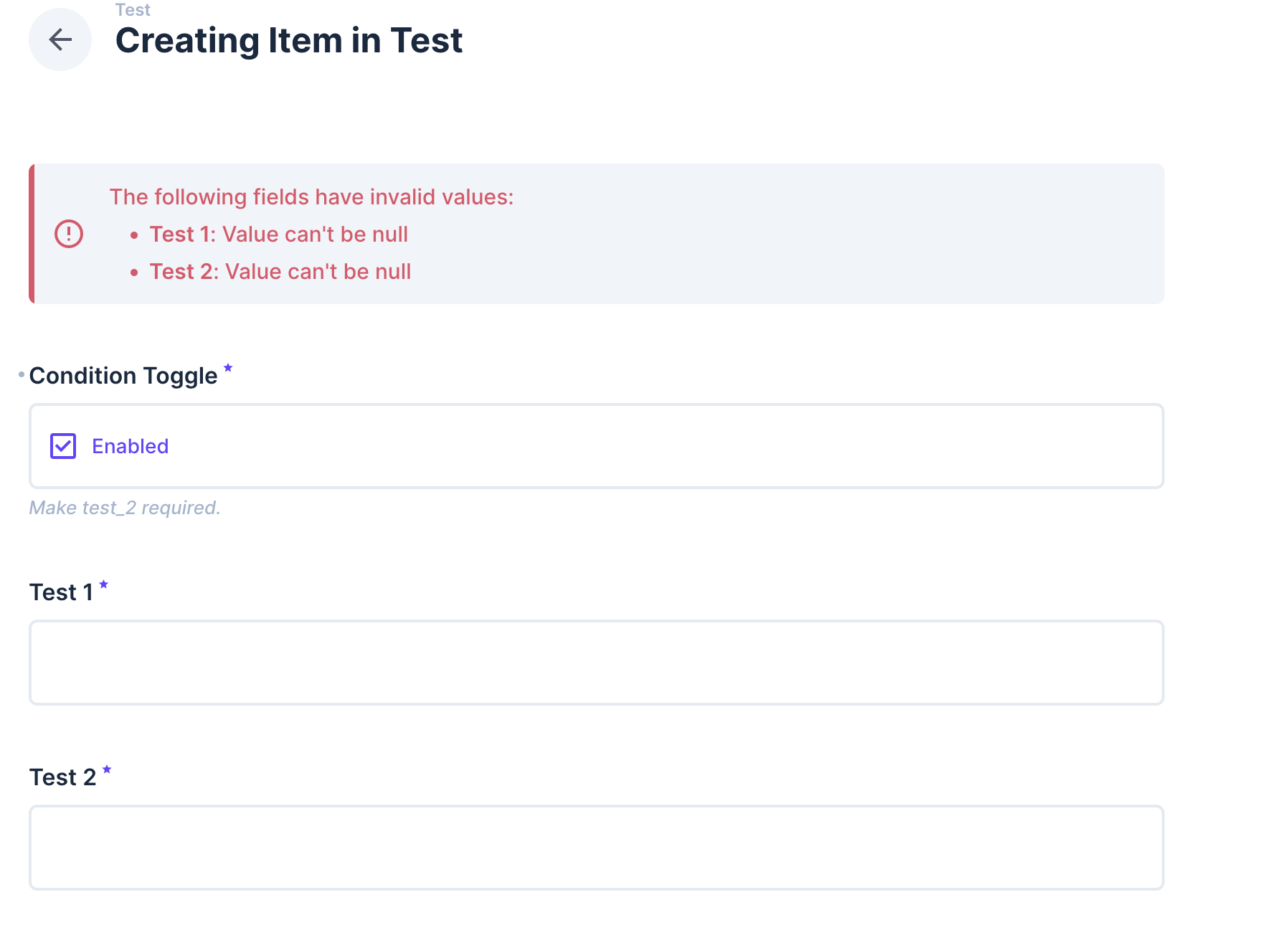 Field conditions with "Required value to be set on creation" not working for the API · Issue ...