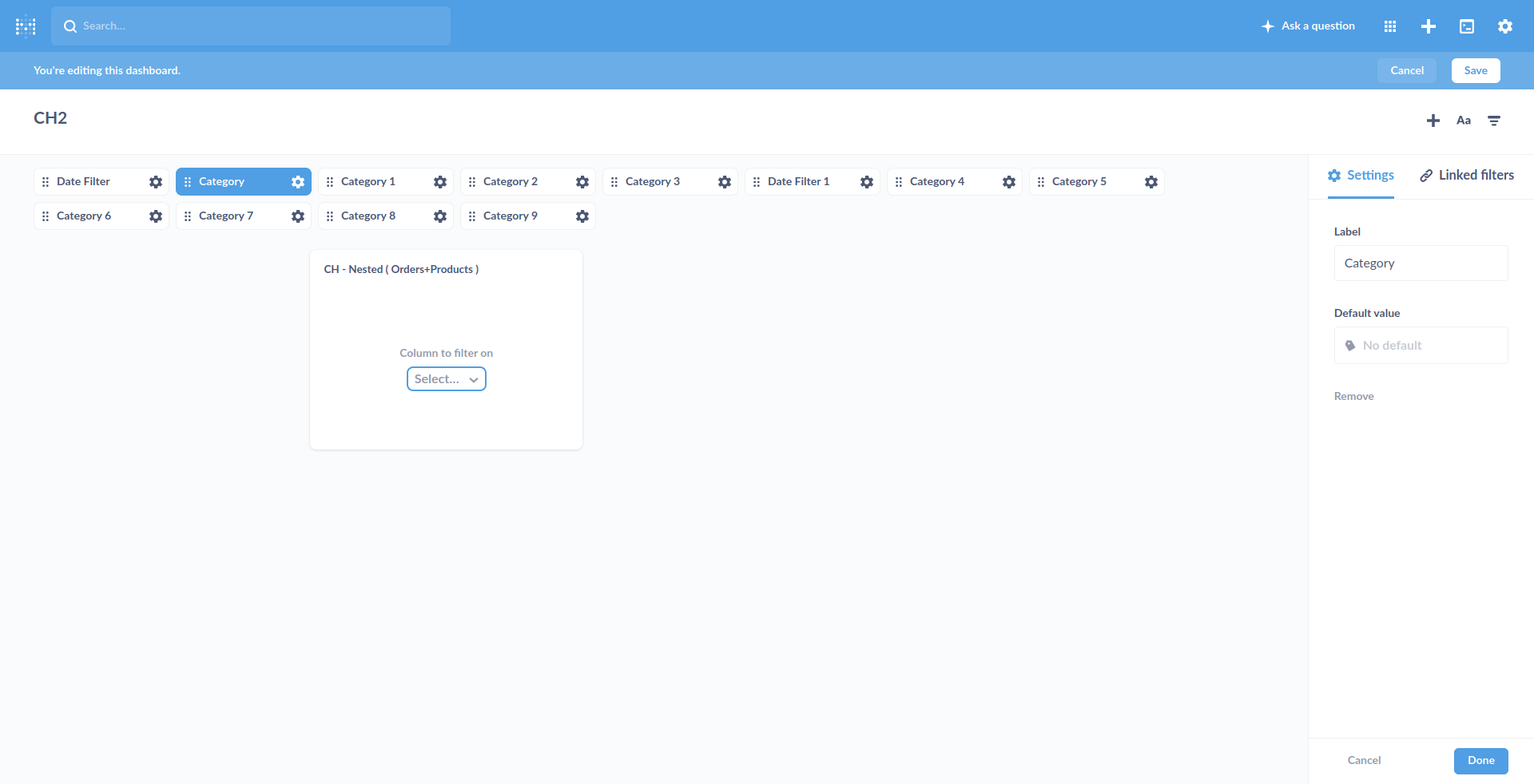 Dashboard filters break query on Saved Question with join, if filter is applied to the joined ...