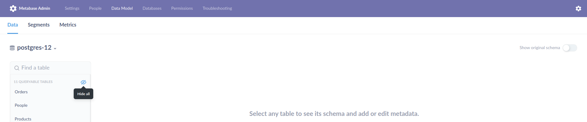 Cannot restore table visibility in Data Model, when database is down · Issue #15165 · metabase ...