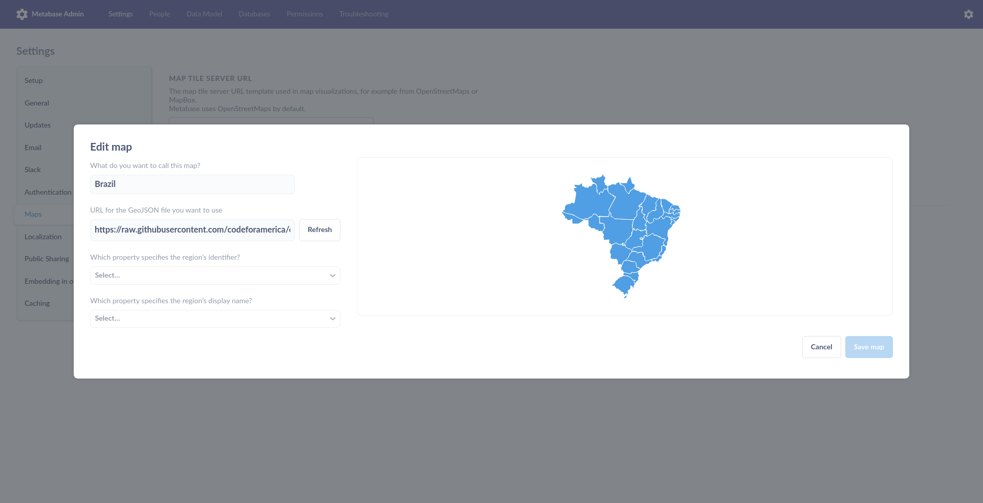 Adding custom maps should provide better error handling · Issue #14635 · metabase/metabase · GitHub