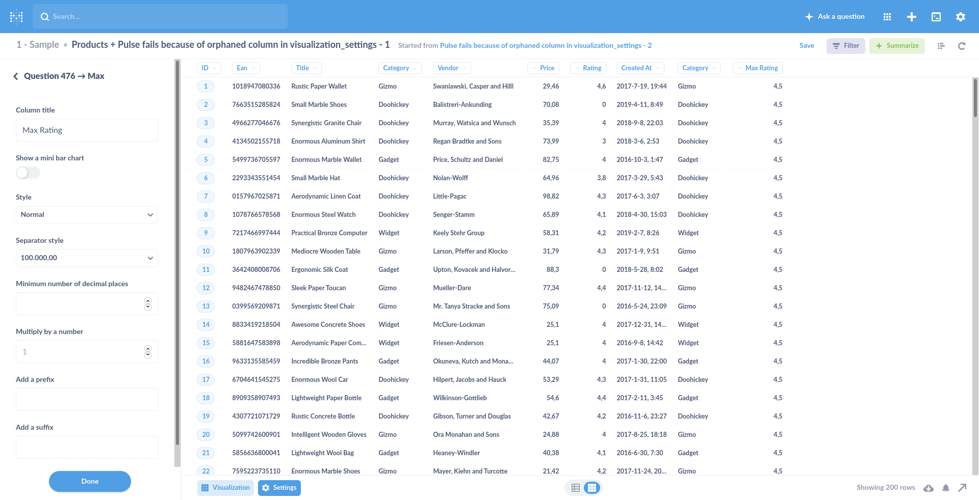 Pulse fails when visualization_settings is referring to a field-literal column · Issue #15475 ...