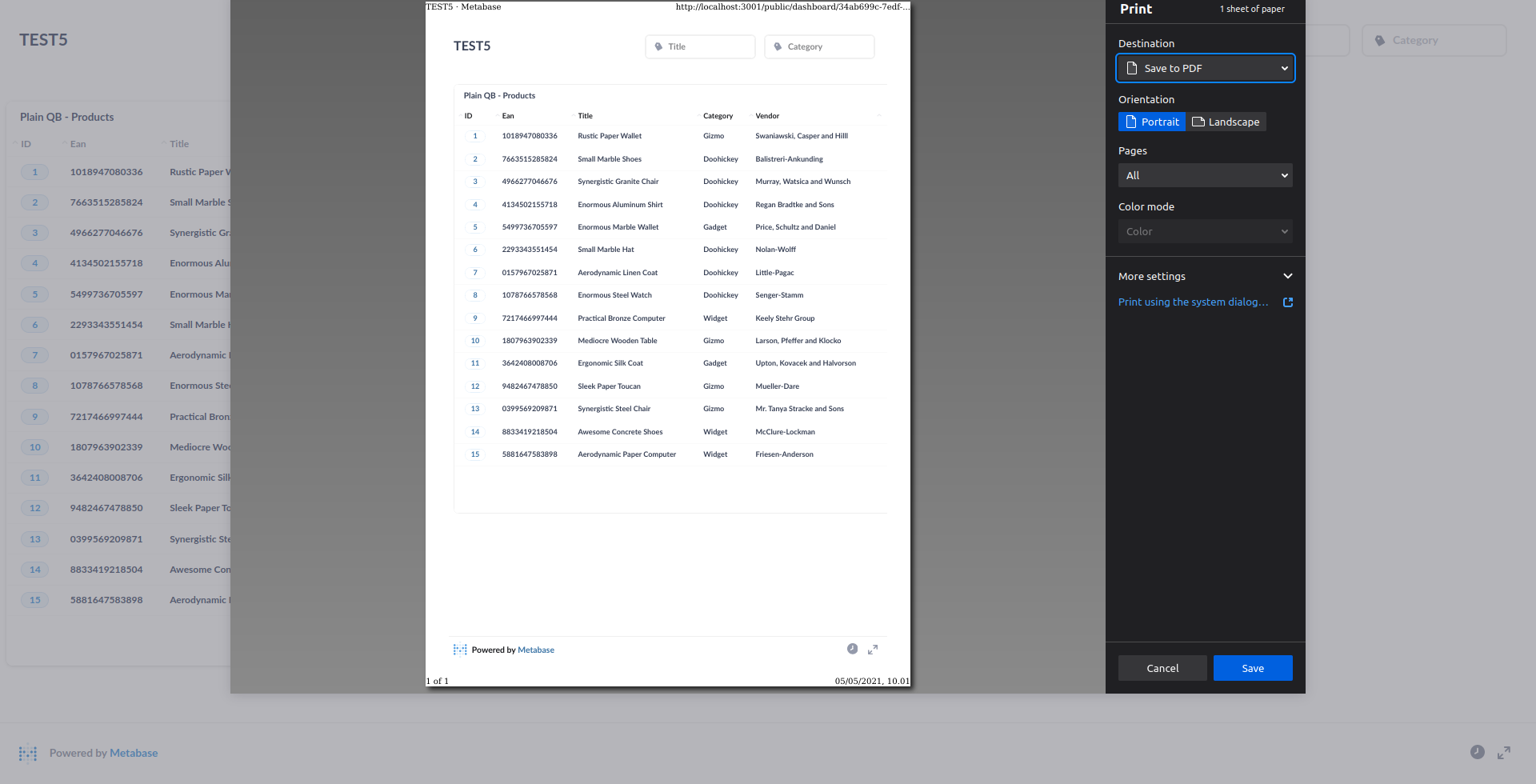 Print Preview Of Dashboards Not Showing All Rows columns Issue 15928 Metabase metabase GitHub