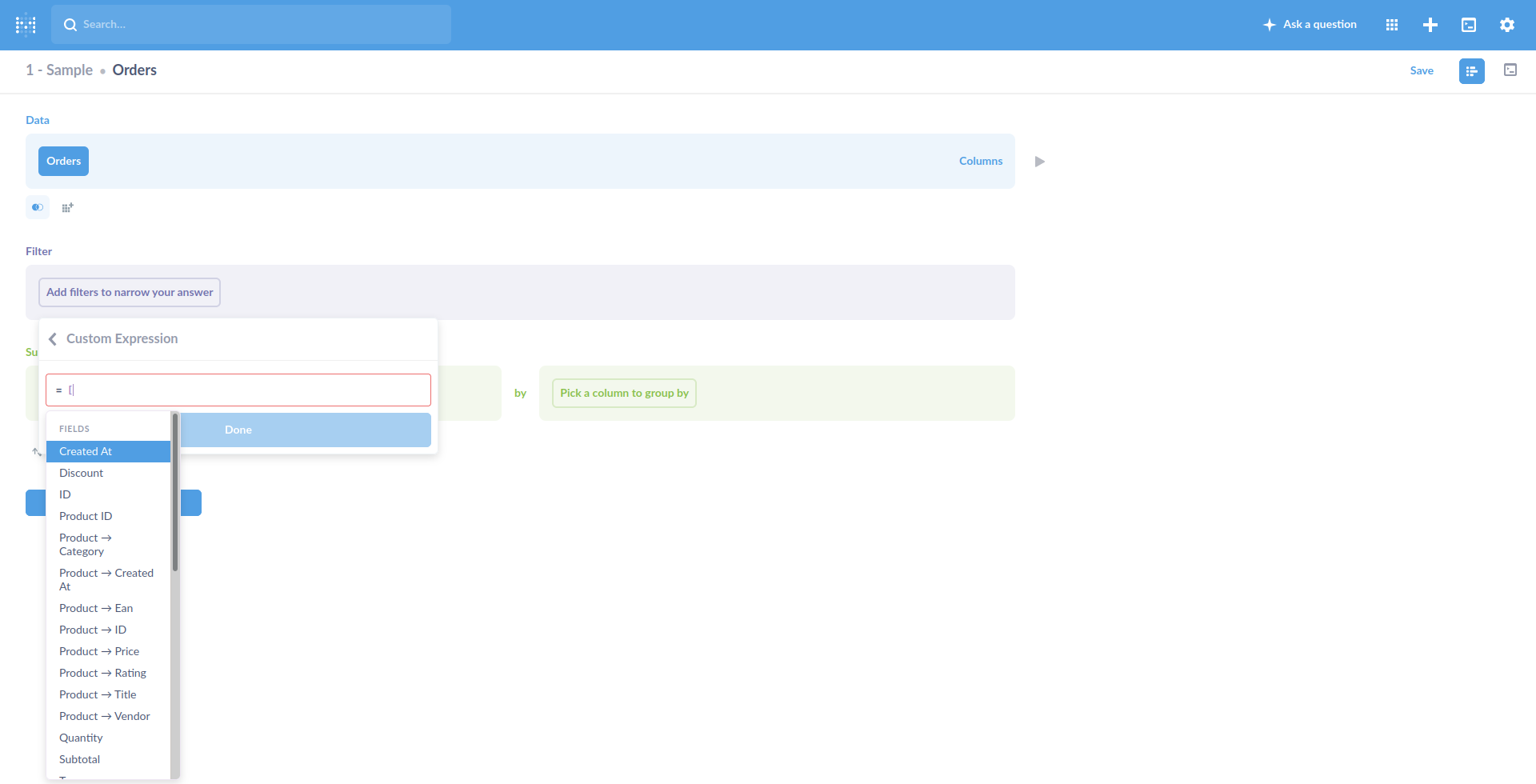 Broken custom expression suggestion · Issue #16210 · metabase/metabase · GitHub