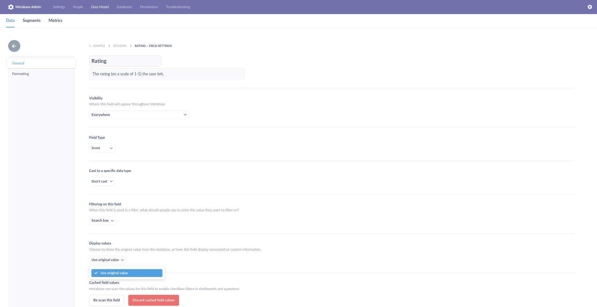 "Custom mapping" is only available, when "A list of all values" is set ...
