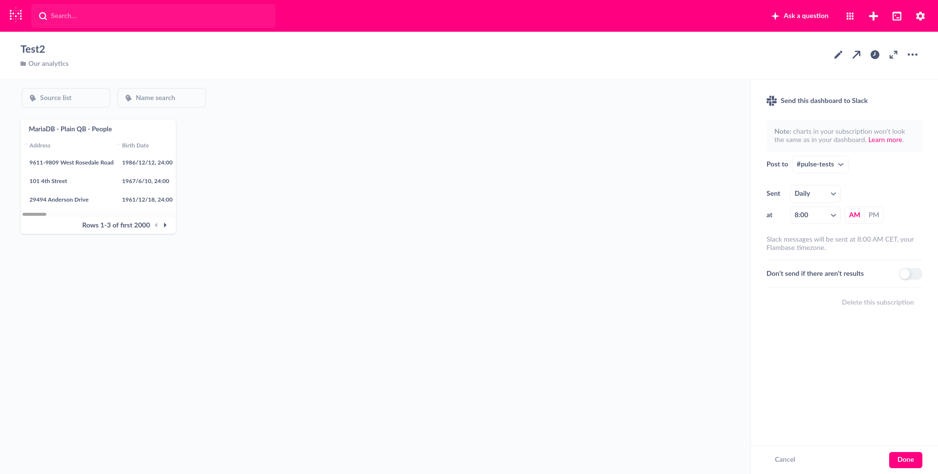 Sandboxes users and Dashboard Subscription shows Slack incorrectly ...