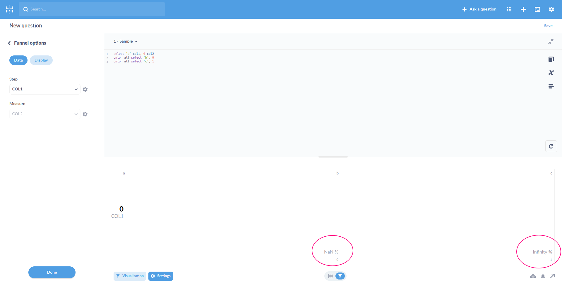 Funnel chart showing retained NaN% when all rows from aggregate column are zero · Issue #18980 ...