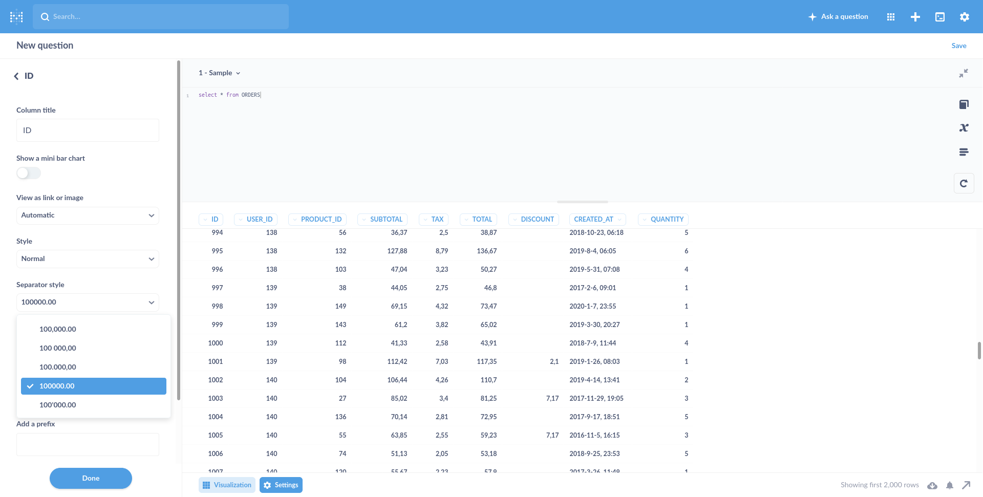 XLSX export does not respect "Separator style" · Issue #19006 · metabase/metabase · GitHub