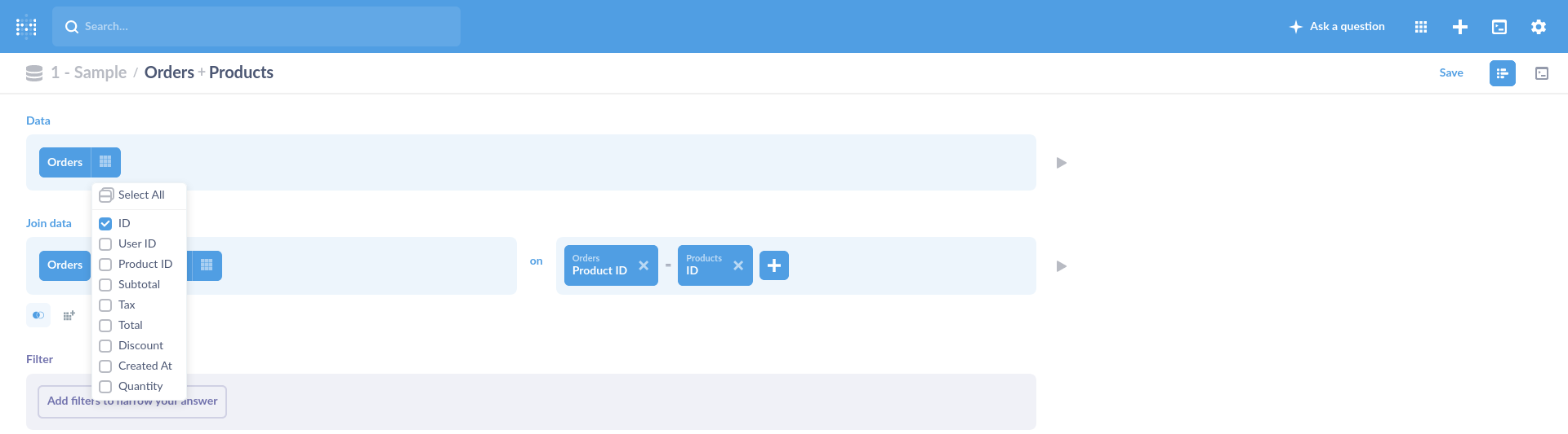 Select no columns in the custom question mode by alxnddr · Pull Request #19186 · metabase ...