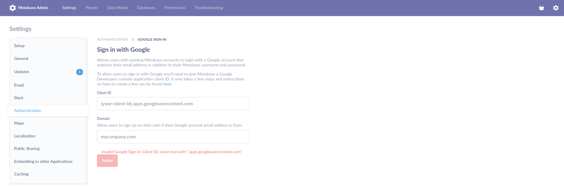 Cannot remove Google Sign-in setup · Issue #20442 · metabase/metabase · GitHub