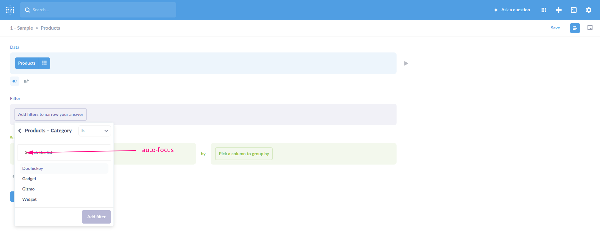 Filter Dropdown Only Allows Filtering On Starts With · Issue 20551 · Metabasemetabase · Github 