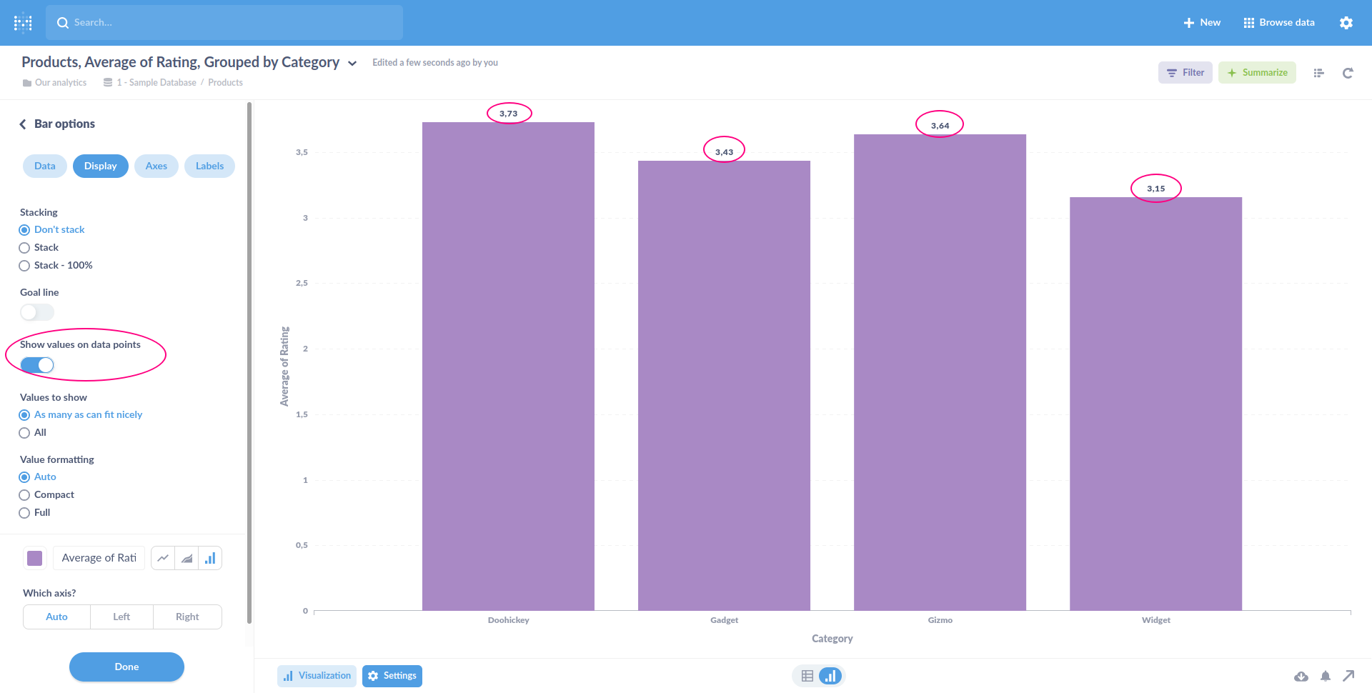 Show data point values on static visualizations · Issue #20554 · metabase/metabase · GitHub