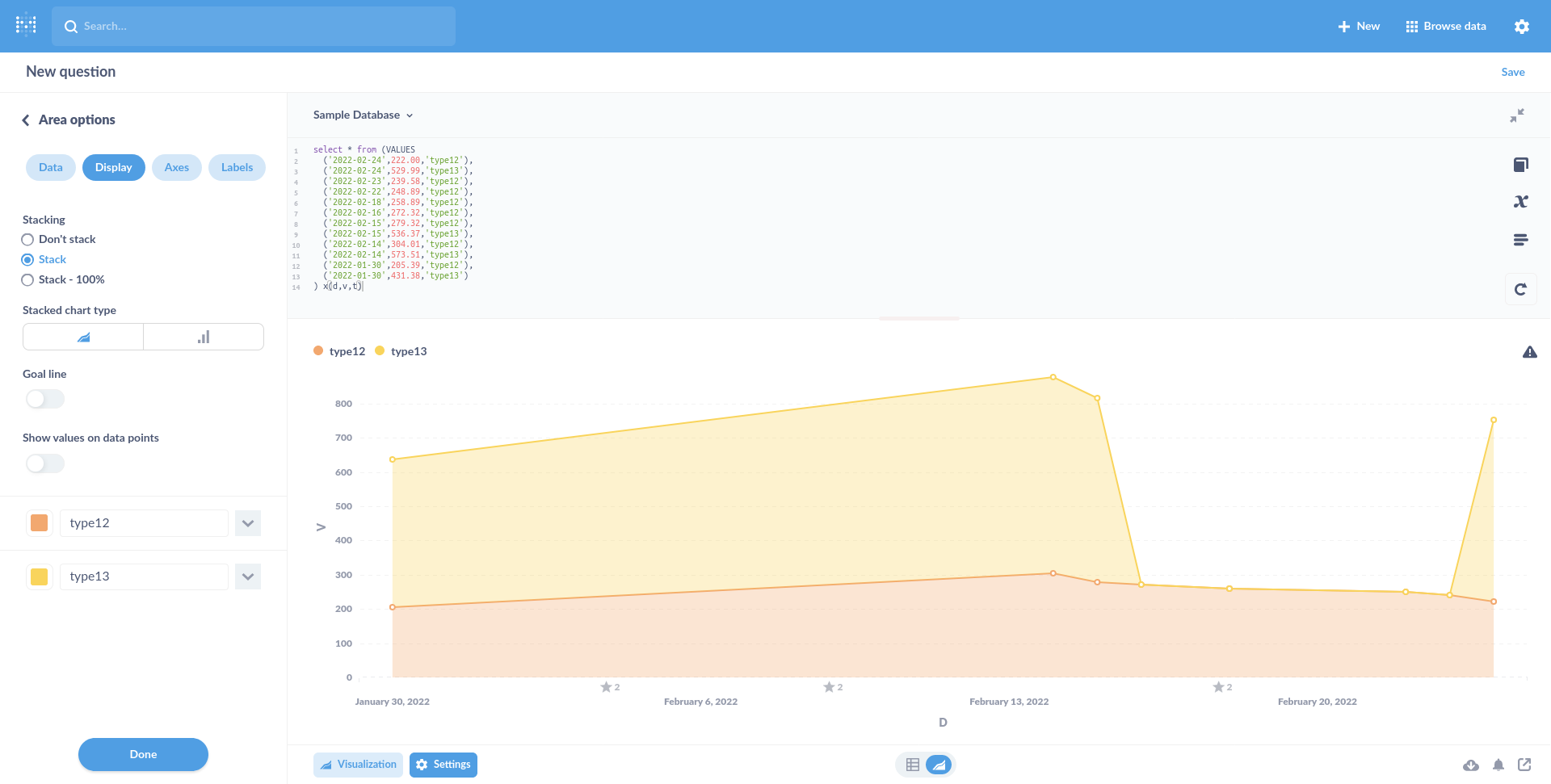 Linear Interpolation zero values on stacked area · Issue #20818 · metabase/metabase · GitHub