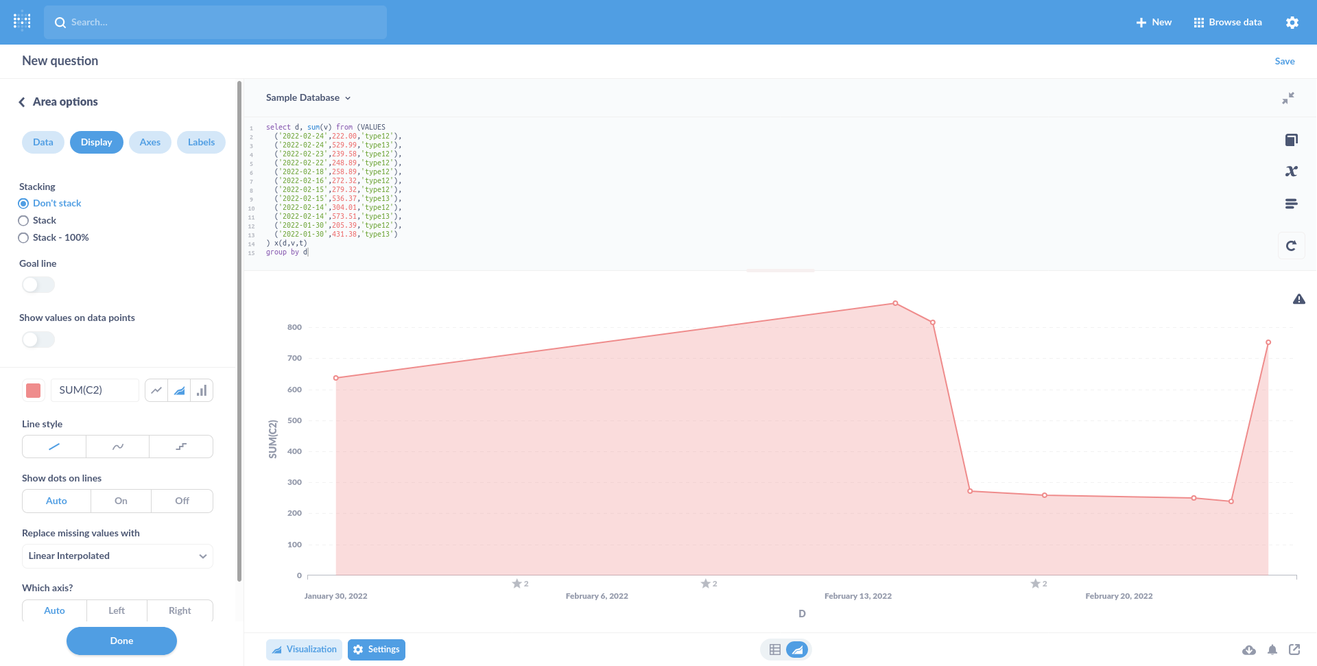 Linear Interpolation zero values on stacked area · Issue #20818 · metabase/metabase · GitHub