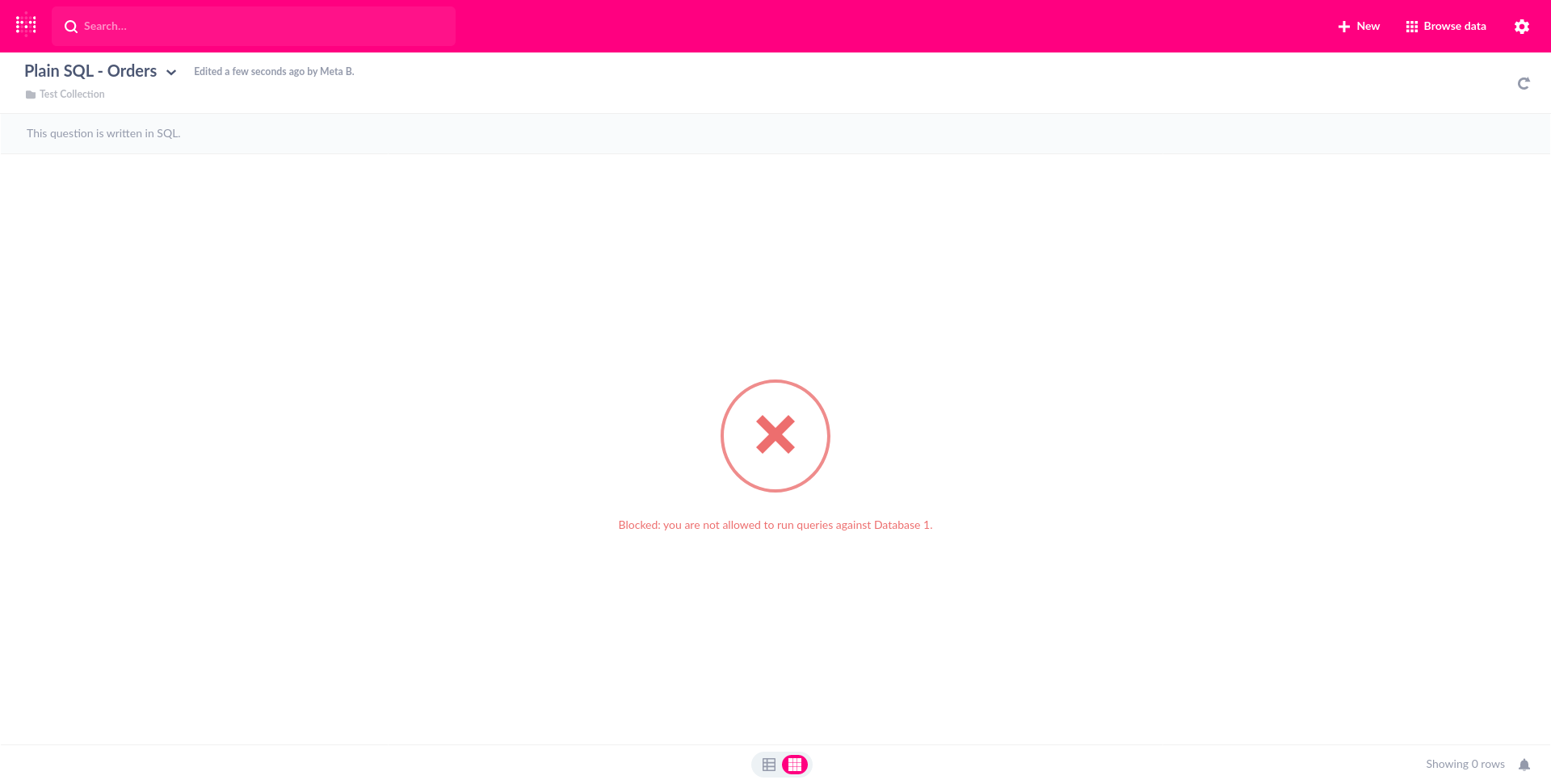 Not possible to view Native question unless given ad-hoc native query permissions if another ...