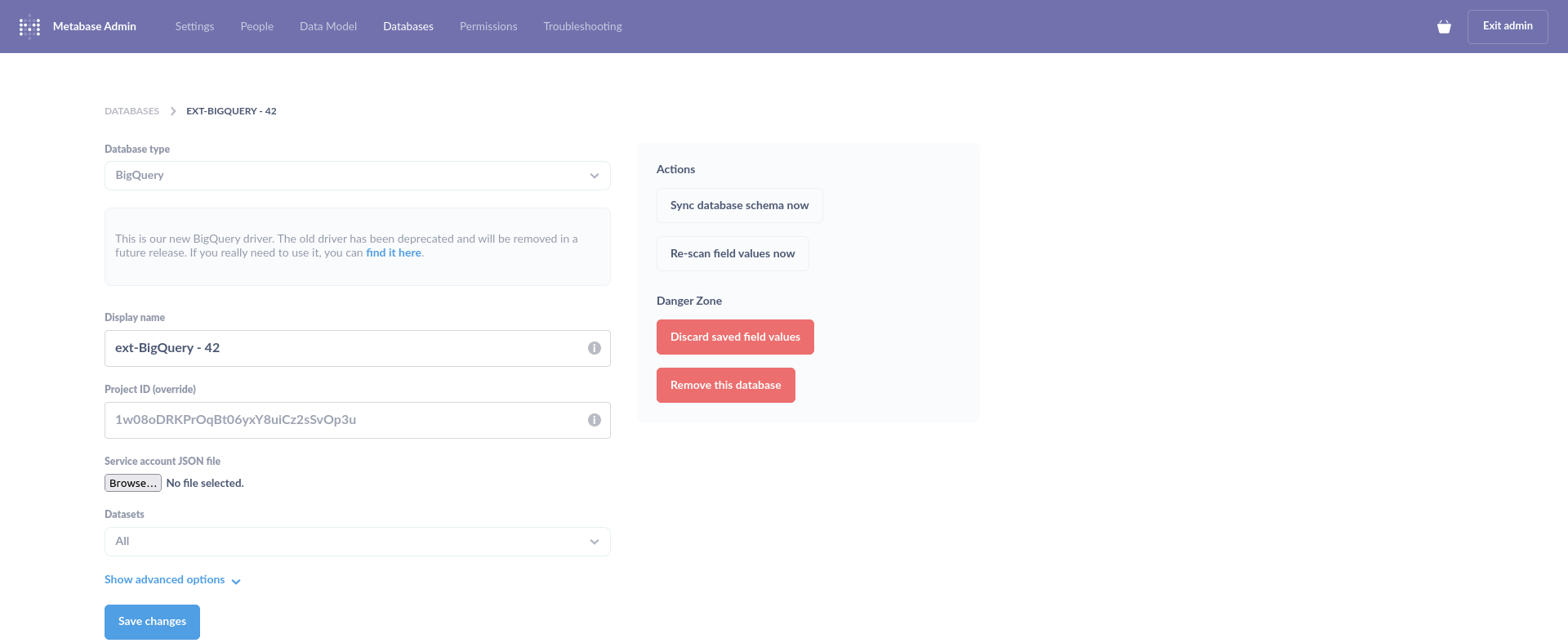 Switching BigQuery drivers back and forth between new and old driver can break Metabase · Issue ...