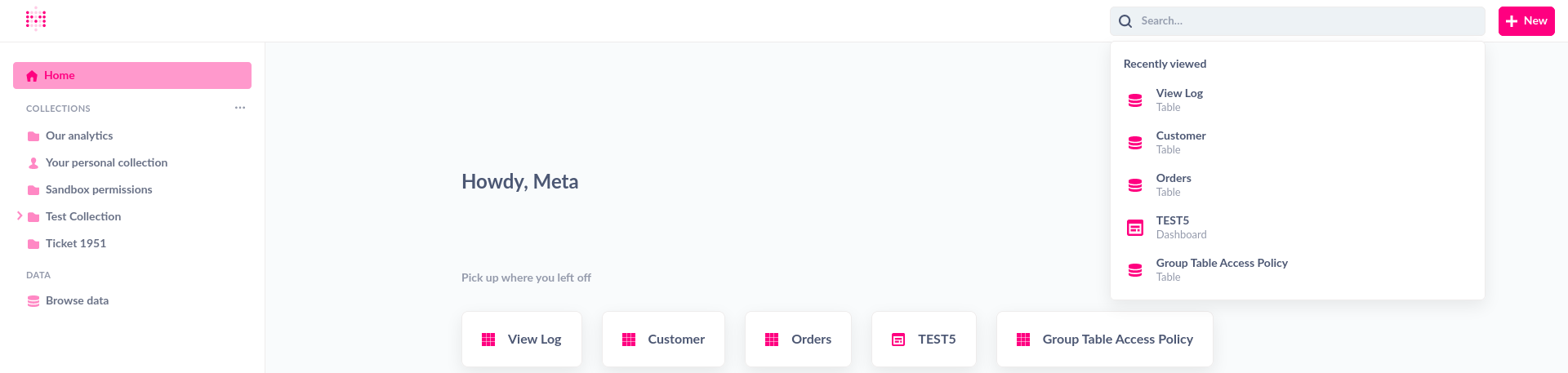 Viewing tables in Data Model is registered in "Recently viewed" · Issue #21984 · metabase ...