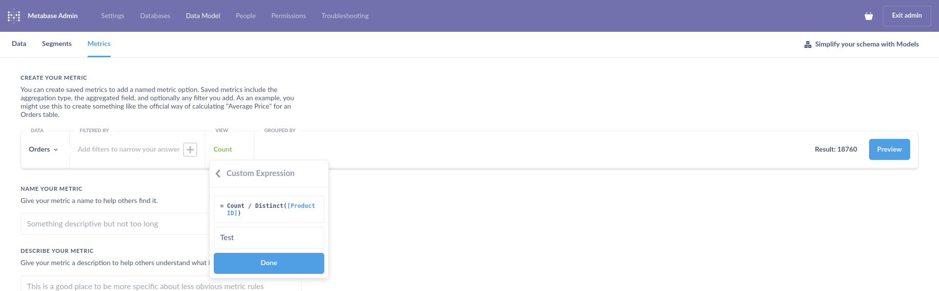 Custom Expression aggregation in Metrics does not work · Issue #22700 · metabase/metabase · GitHub