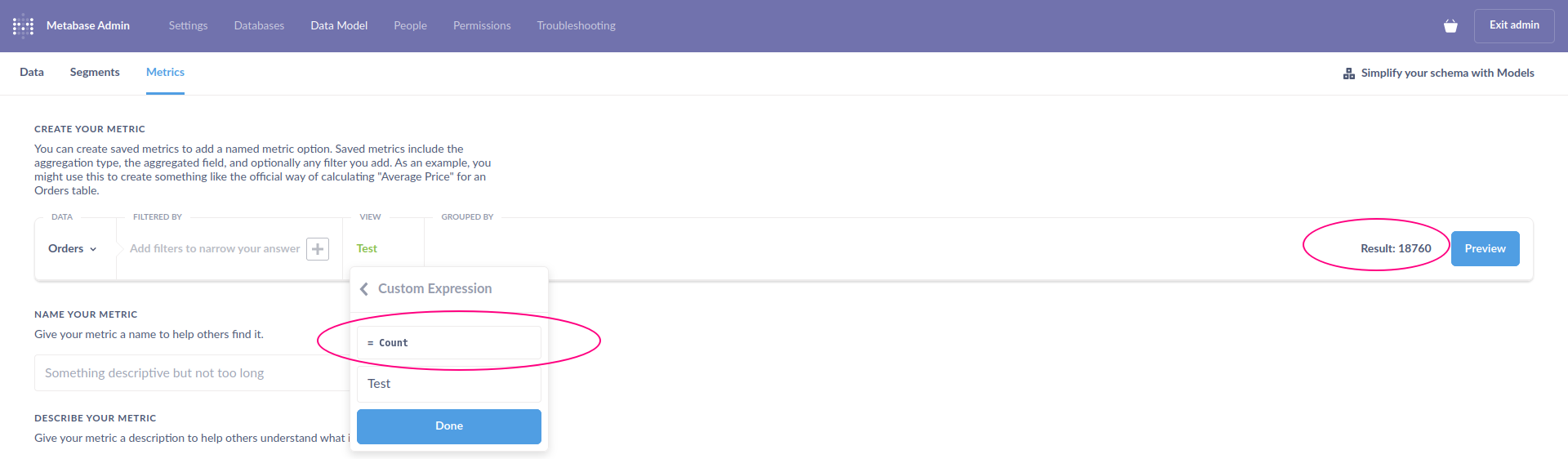 Custom Expression aggregation in Metrics does not work · Issue #22700 · metabase/metabase · GitHub
