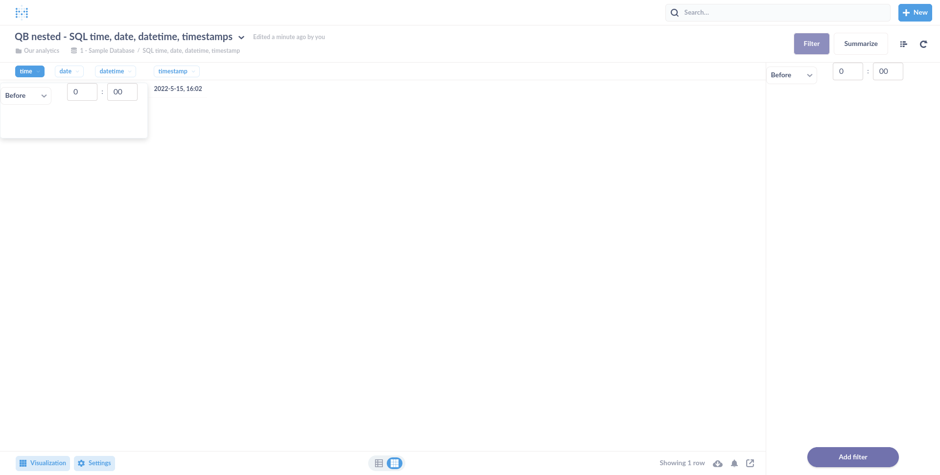 Cannot Filter `time` Columns Unless Using The Qb Sidebar · Issue 22730 · Metabasemetabase · Github 