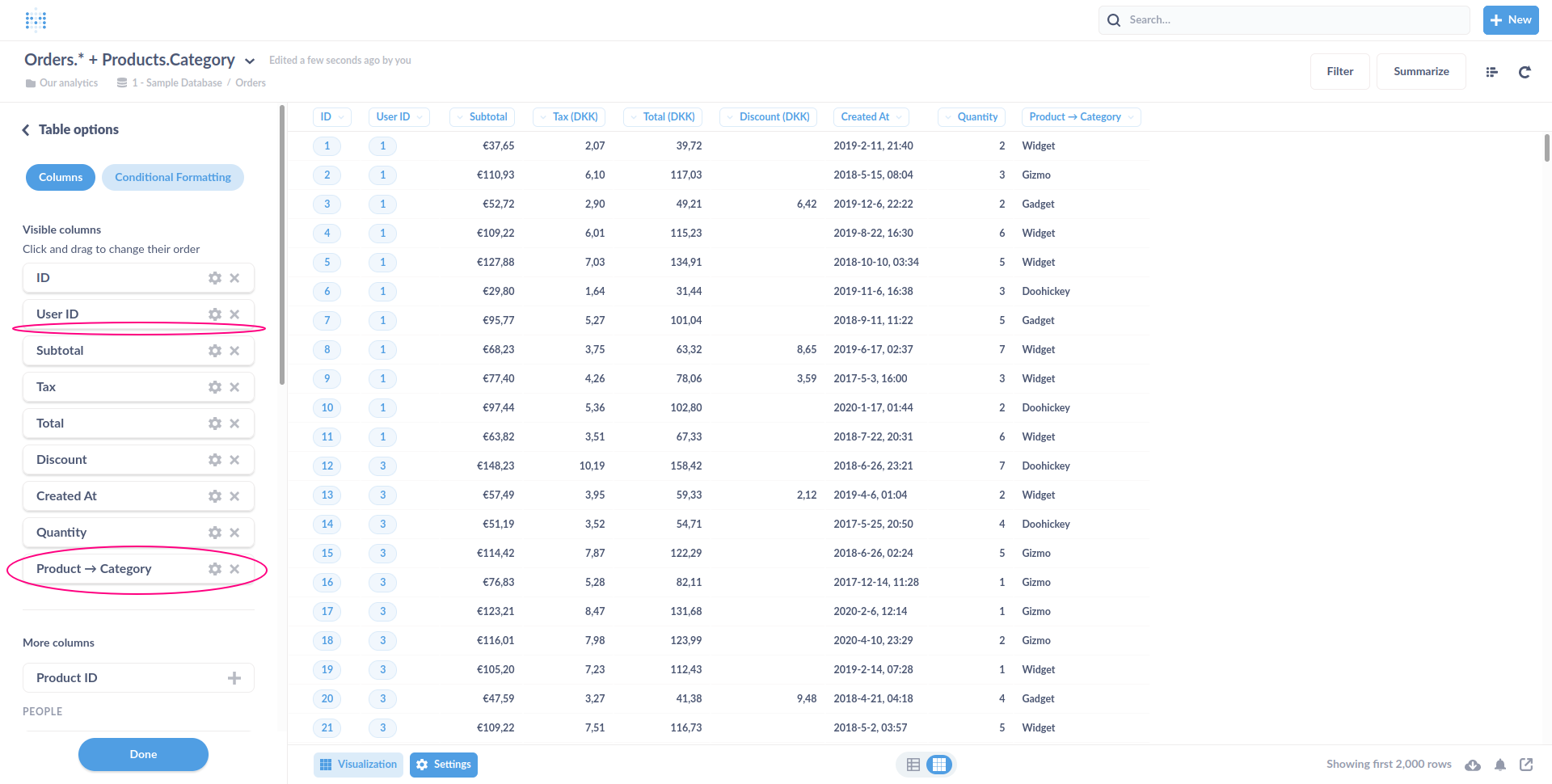 Drill-through to questions with add columns (implicit join) causes no filtering to be defined ...