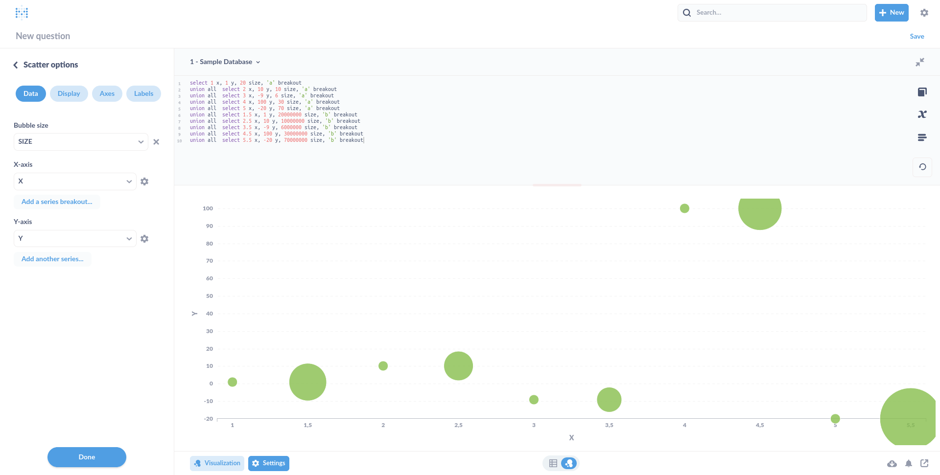 Bubble size not consistent across multiple series · Issue #24936 · metabase/metabase · GitHub