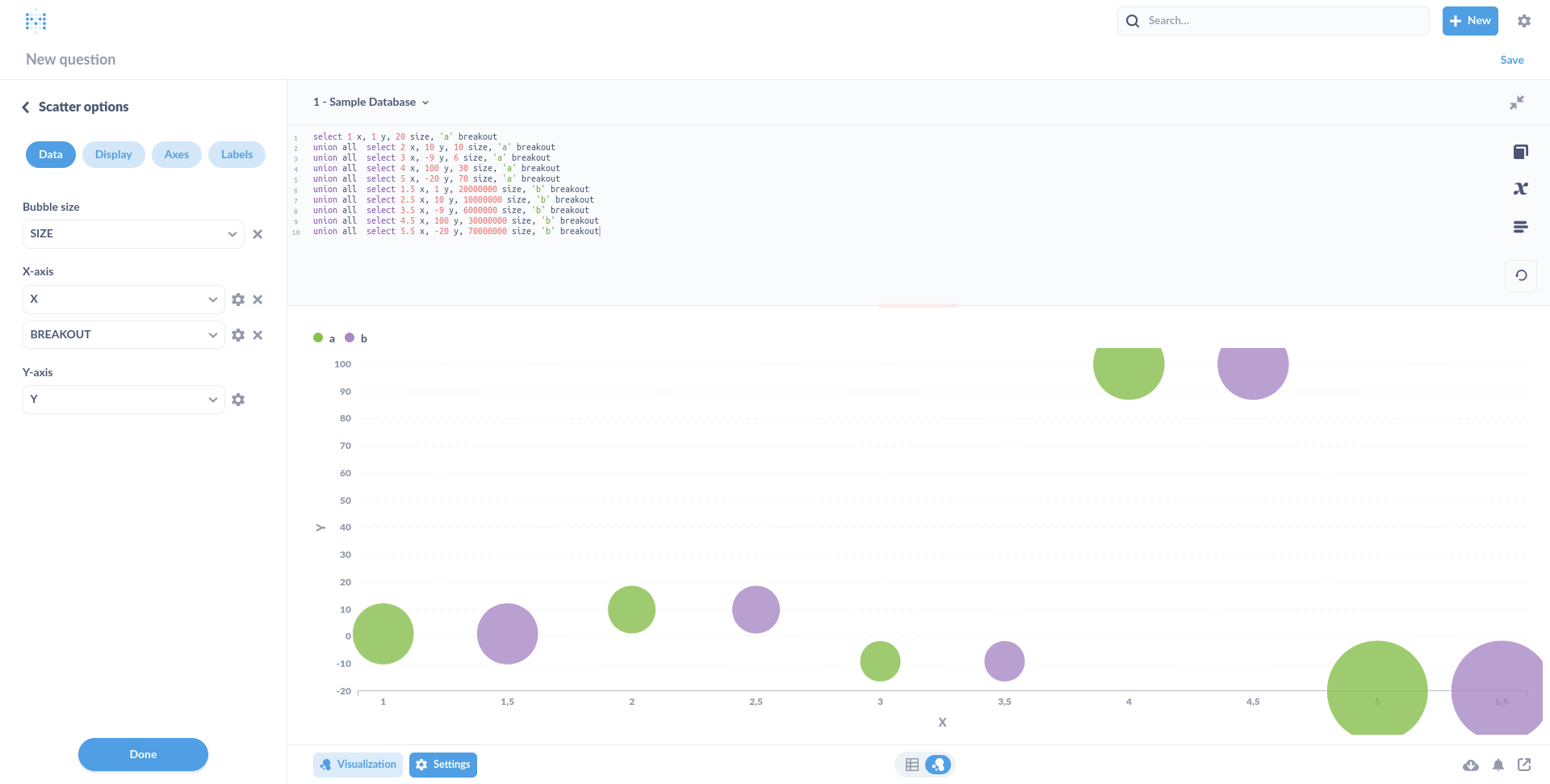 Bubble size not consistent across multiple series · Issue #24936 · metabase/metabase · GitHub