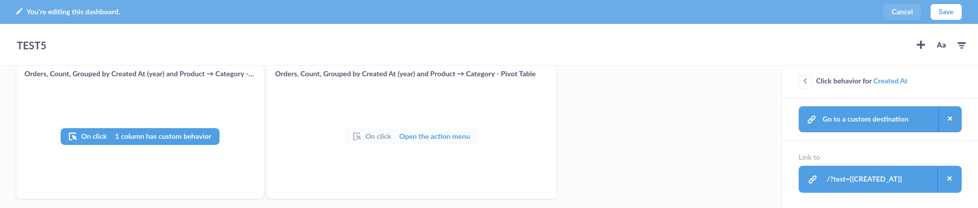 Click Behavior not working for Pivot Table (and Table pivoted) for the non-value columns · Issue ...