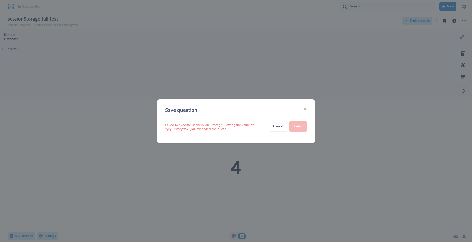 Sessionstorage Can Become Filled Causing The Frontend To Throw Errors
