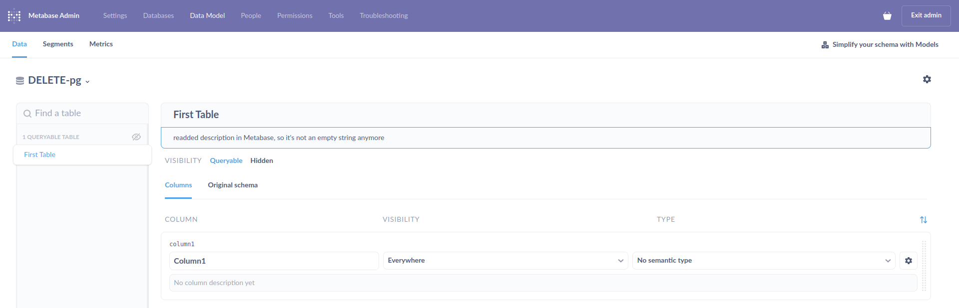 Sync Of New Tables Stops Working If An Existing Table Has A Description Set To Empty Not Null