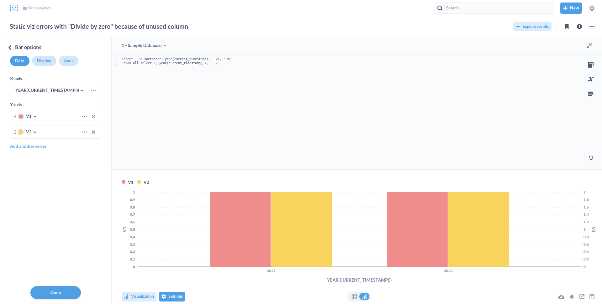 Static viz fails when there's an unused column returned · Issue #27427 · metabase/metabase · GitHub