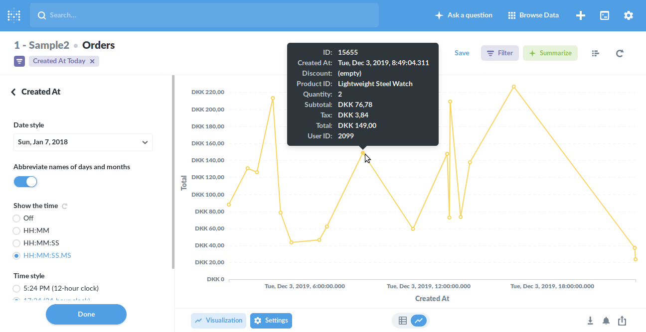 Time display in Tooltip/ticks is broken for timeseries charts · Issue #11435 · metabase/metabase ...