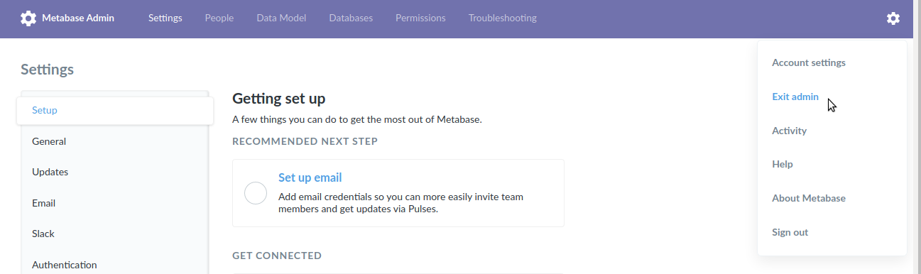 Getting back from Admin panel is hard (UI) · Issue #11529 · metabase/metabase · GitHub