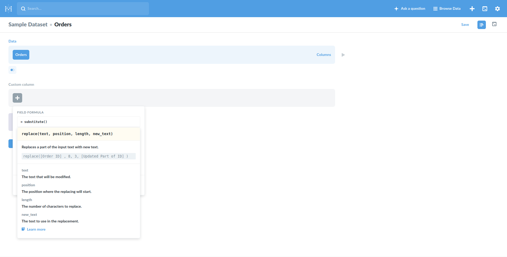 Custom Expression - `substitute` or `replace` ? · Issue #12306 · metabase/metabase · GitHub