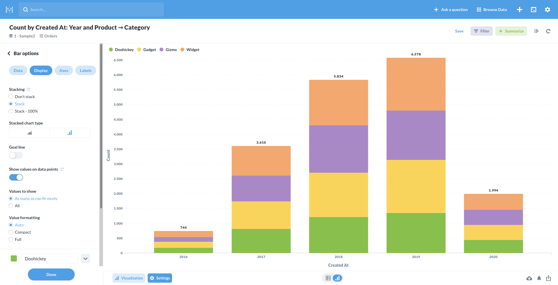 Stacked bar - show data values for each bar within a stack · Issue ...