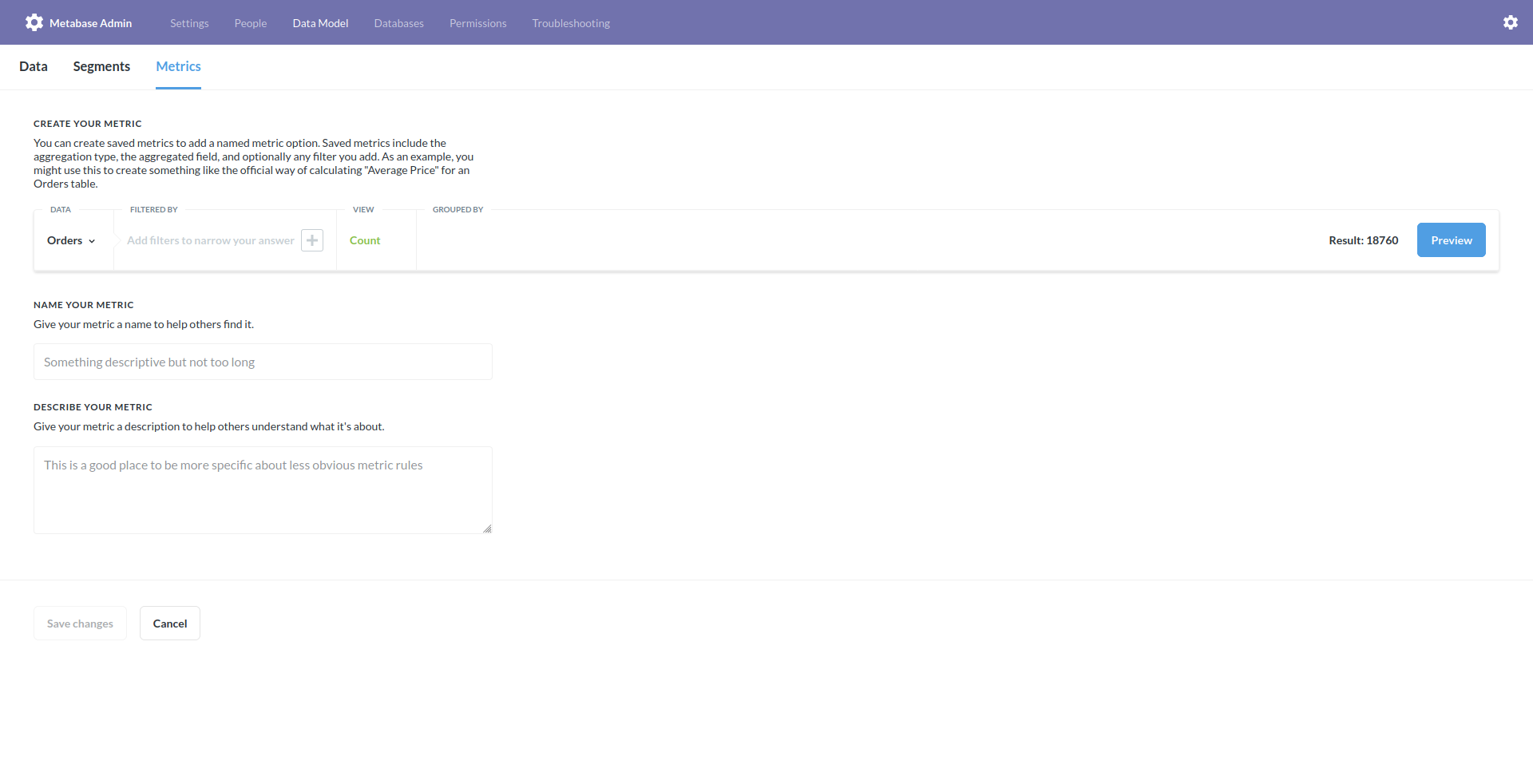 Metrics editor in Data Model shows "Grouped By" section - even though it's not available · Issue ...