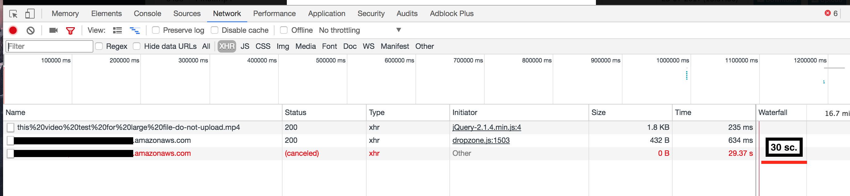 Amazon S3 upload stops after 30 second · Issue #1594 · dropzone/dropzone · GitHub