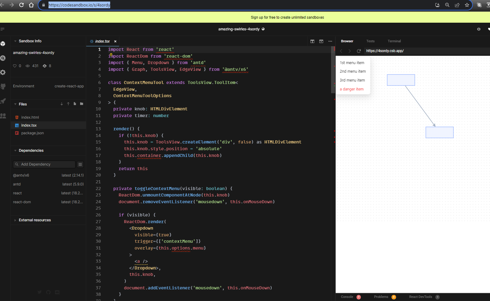ContextMenu wrong possition. x6 v2 · Issue #3906 · antvis/X6 · GitHub