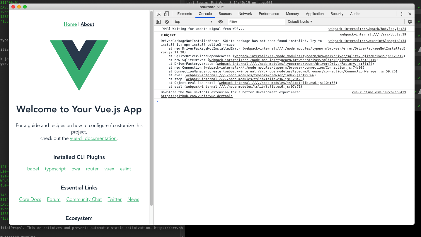 SQLite package has not been found installed! while using with typeorm ...